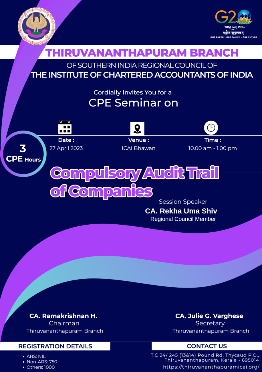 CPE SEMINAR ON COMPULSORY AUDIT TRAIL OF COMPANIES - The Institute of ...