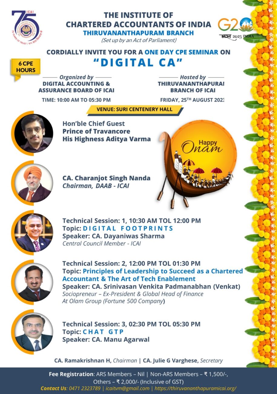 ONE DAY CPE SEMINAR ALONG WITH ONAM CELEBRATION - The Institute of ...